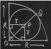 In a quarter circle radius R, a circle of radius r is inscribed. What ...